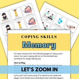 Coping Skills Game, Matching Game Printable, Kids Feelings, Therapy ...