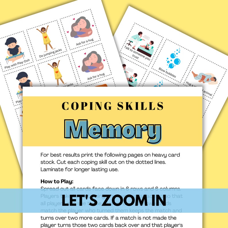 Coping Skills Game, Matching Game Printable, Kids Feelings, Therapy ...