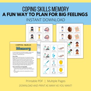 Coping Skills Game, Matching Game Printable, Kids Feelings, Therapy ...