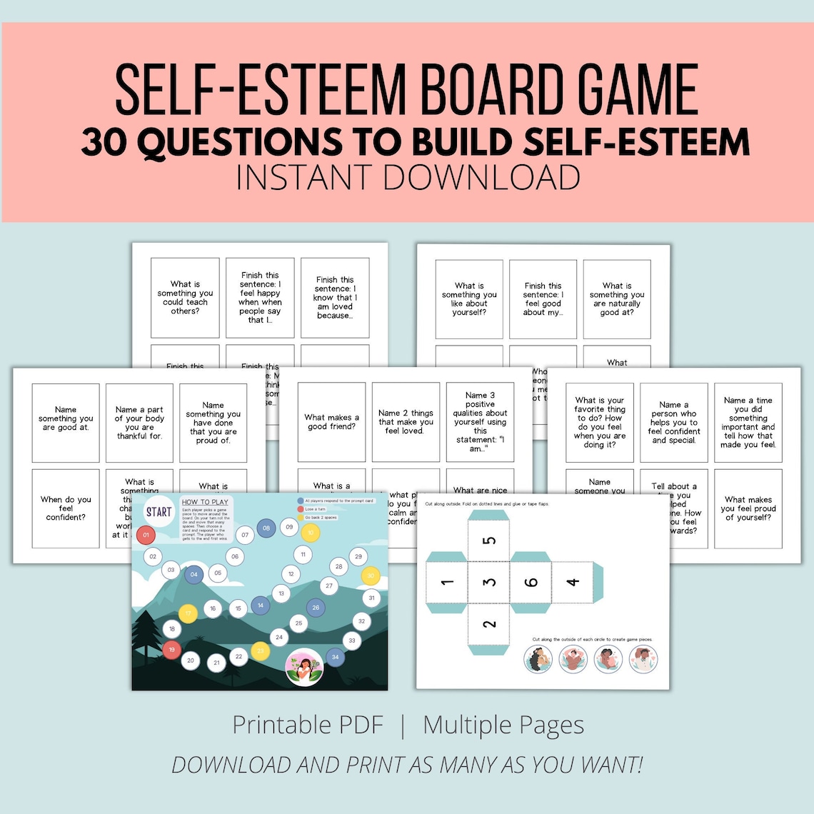Self-esteem Board Game: Mental Health Therapy and Counseling ...