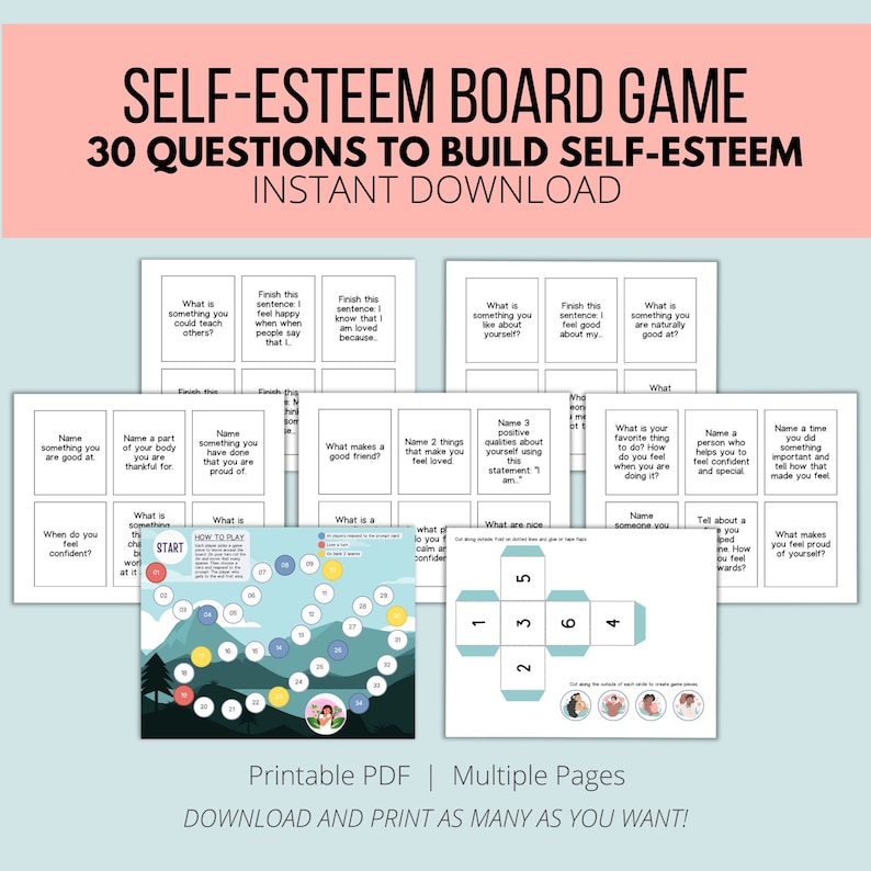Self-esteem Board Game: Mental Health Therapy and Counseling ...
