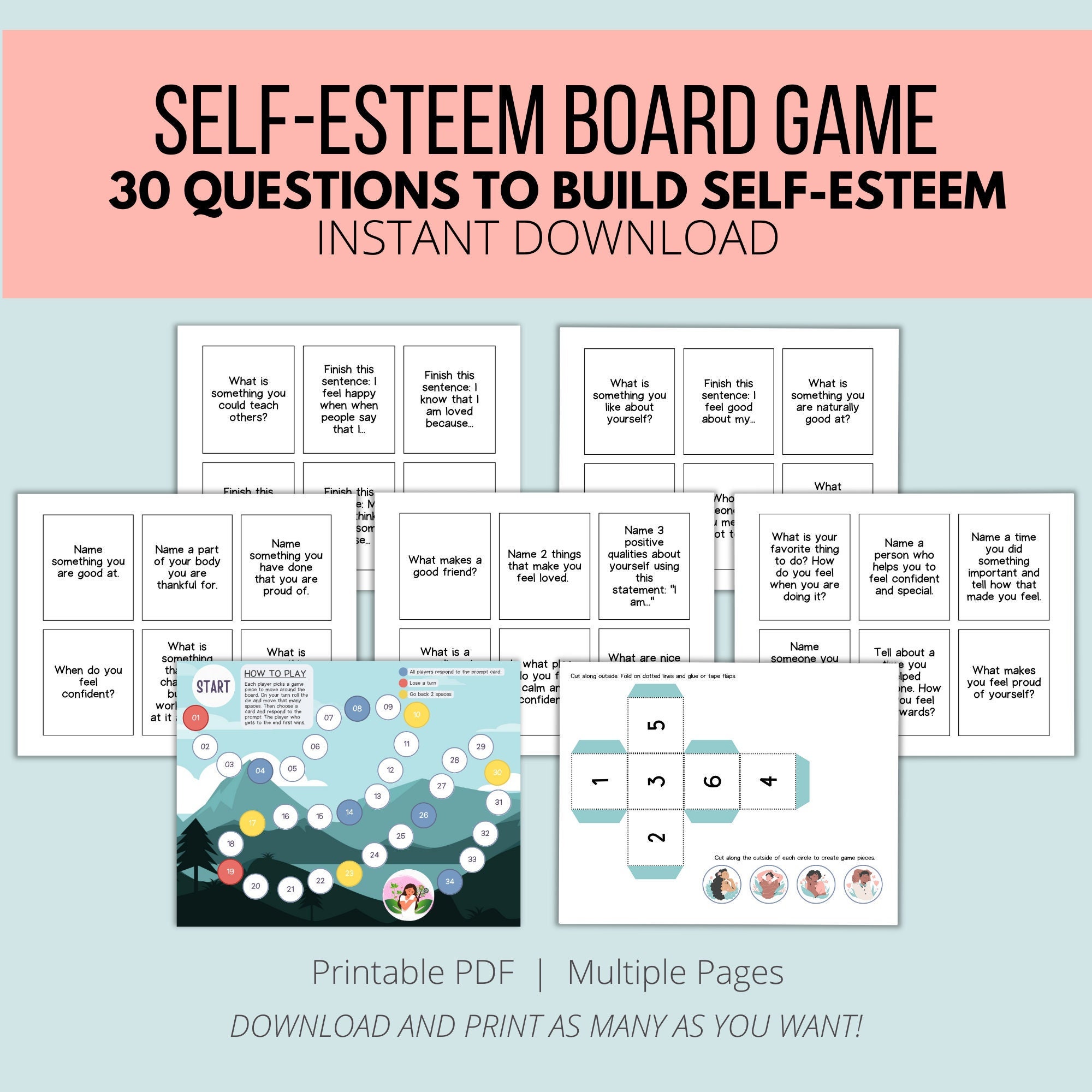 Self-esteem Board Game: Mental Health Therapy and Counseling ...