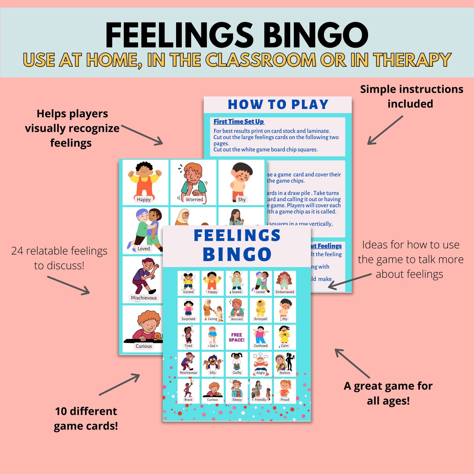Mental Health Therapy Games Bundle: Feelings, Coping Skills, Self ...
