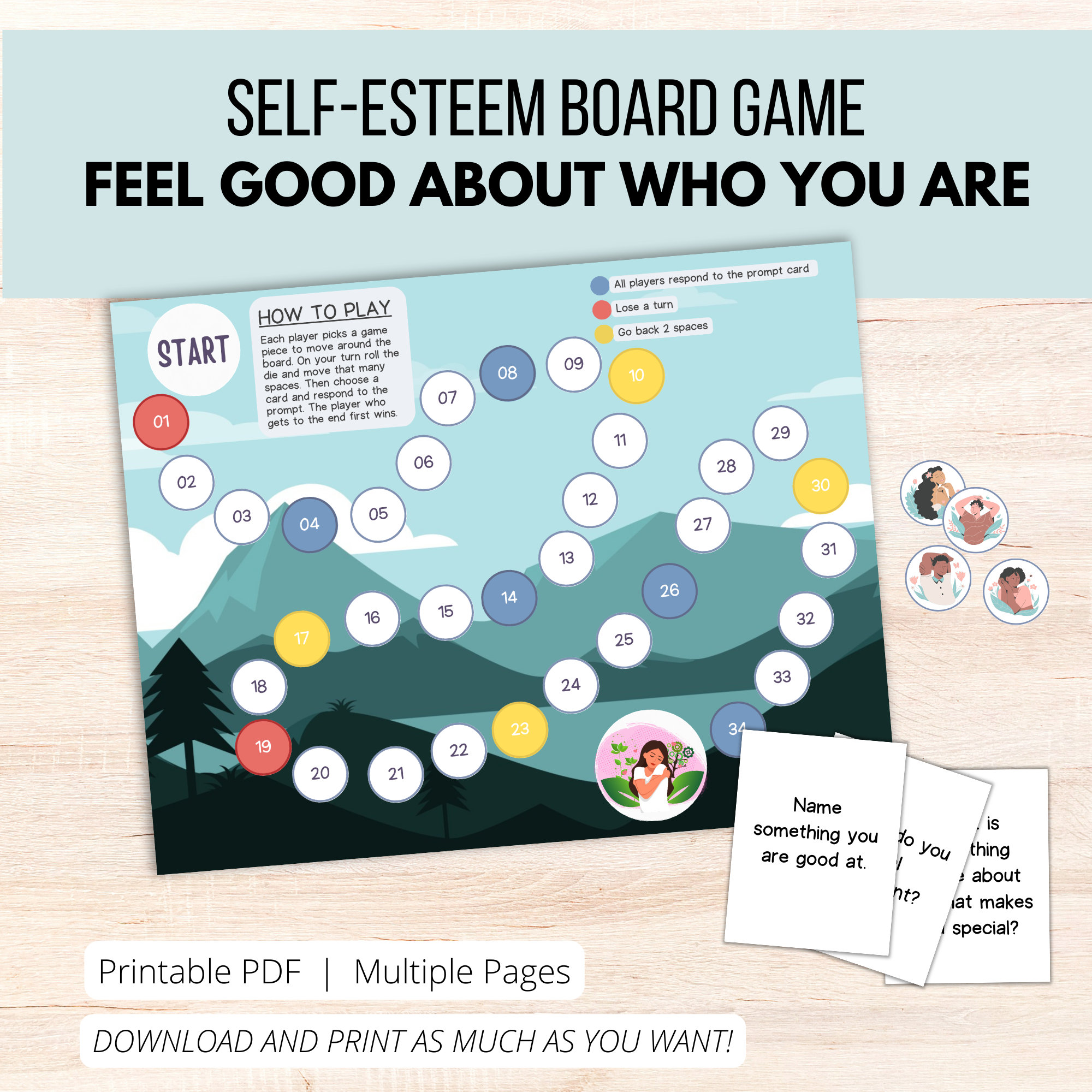 Self-esteem Board Game: Mental Health Therapy and Counseling ...