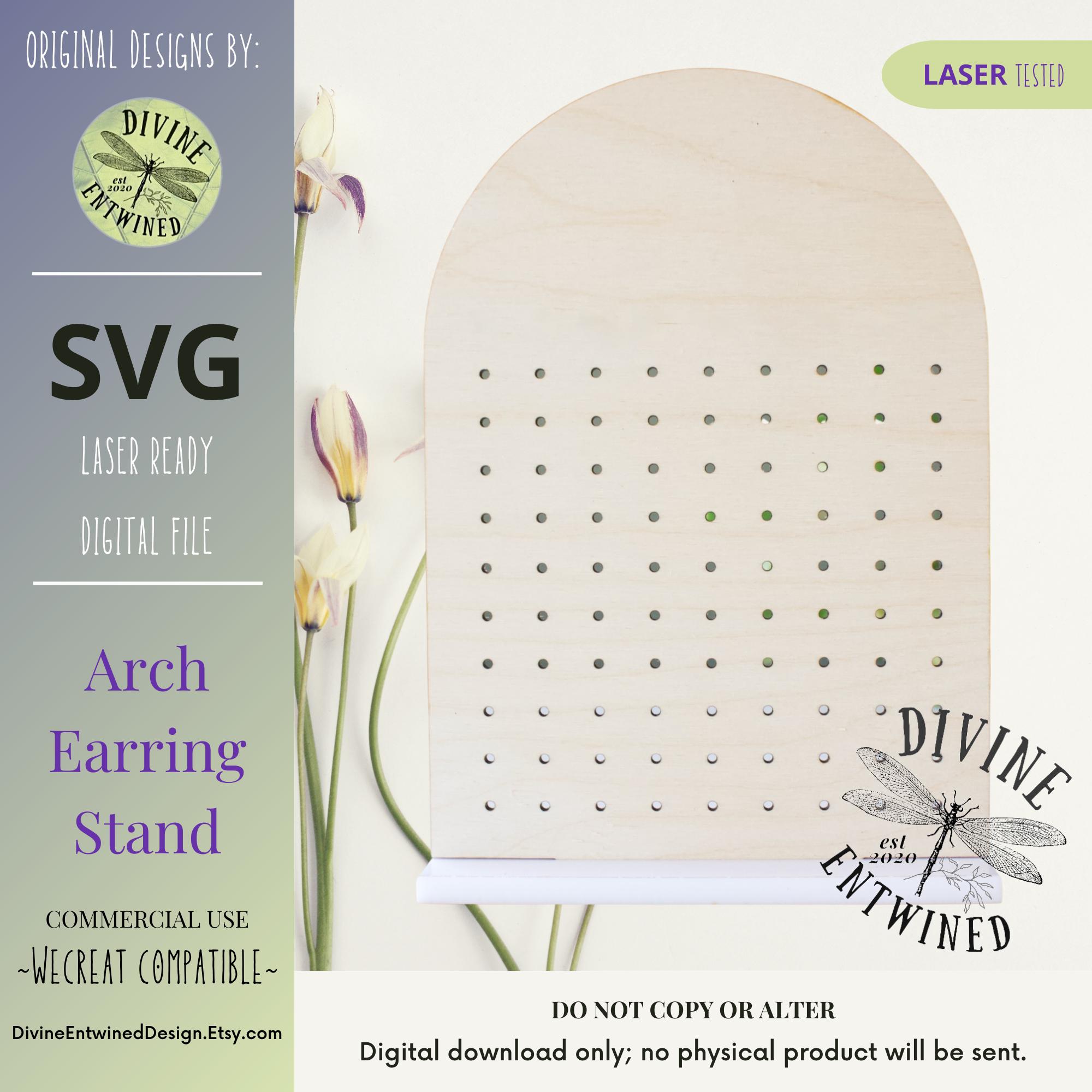 Arch Earring Stand SVG File: Laser Cut Jewelry Holder (5x7 In) (digital ...
