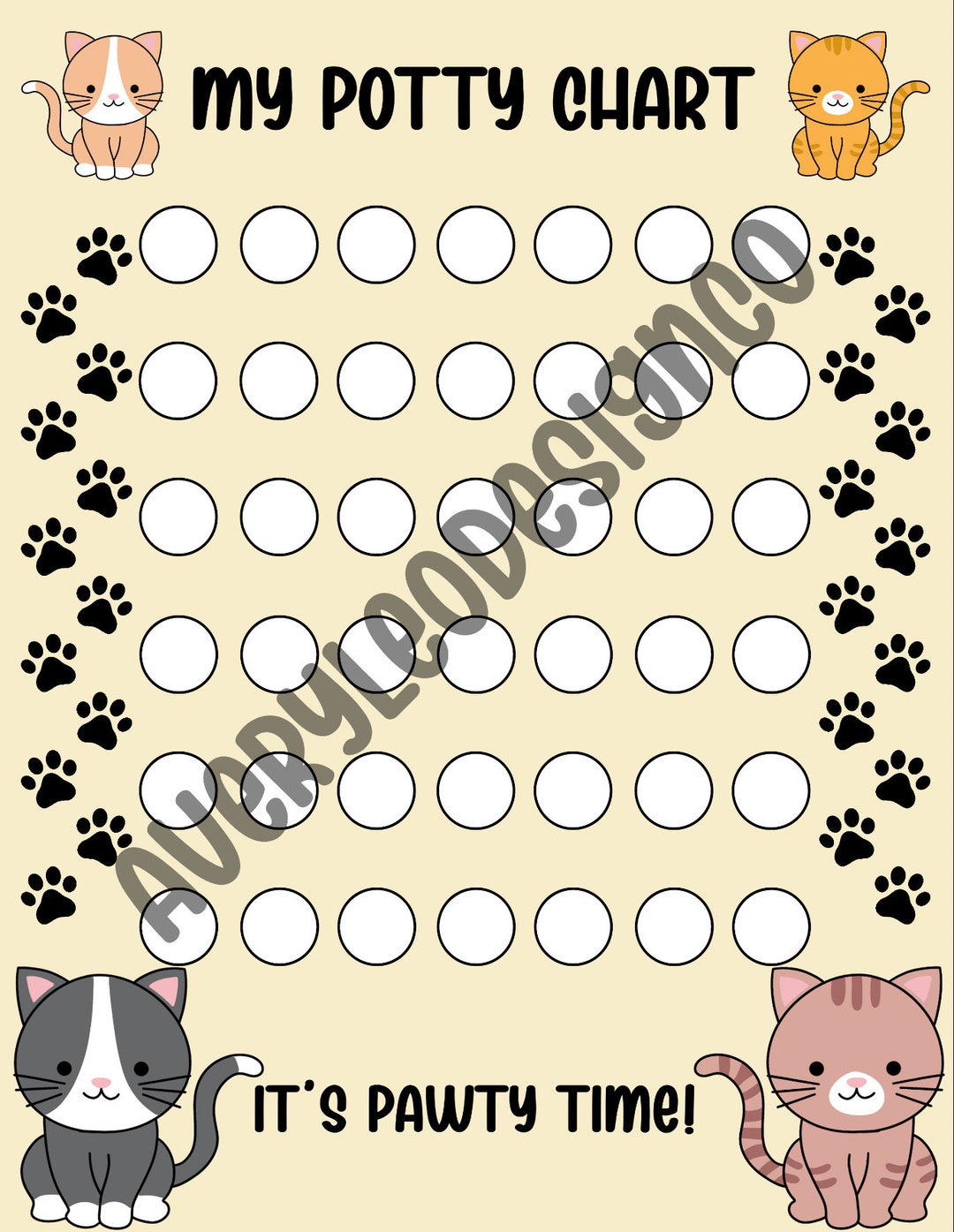 Kitty Potty Training Chart - Etsy