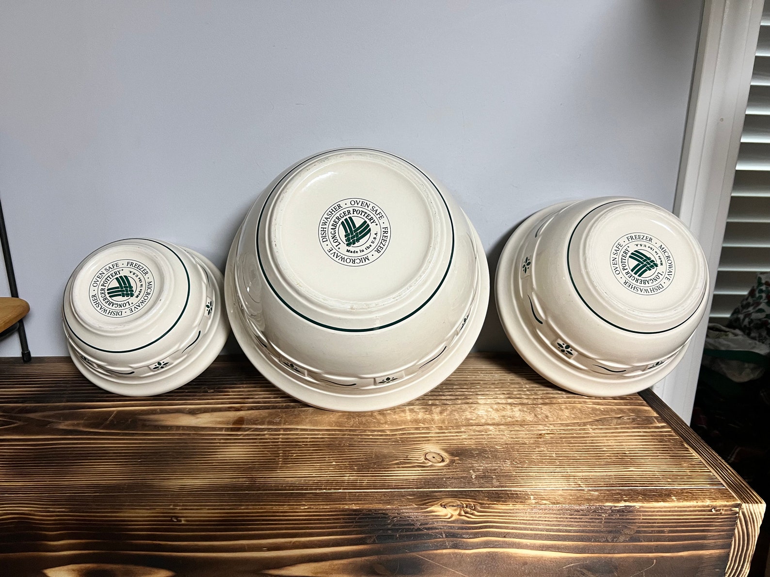 Longaberger Pottery Set of 3 Mixing Bowls - Etsy