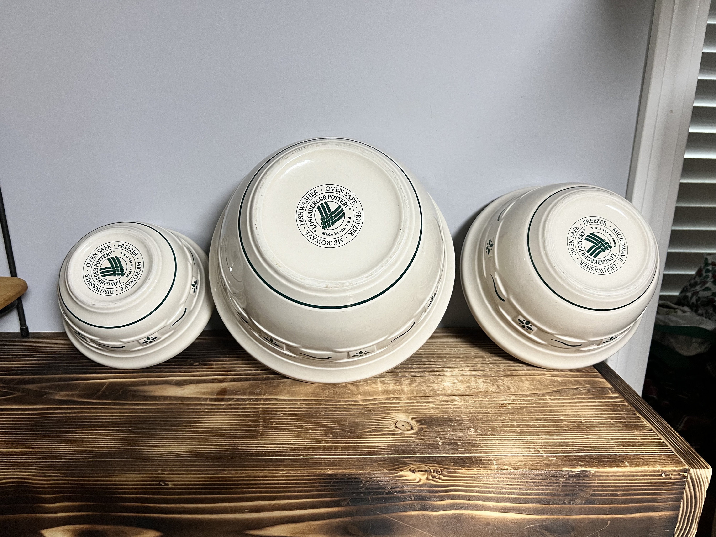 Longaberger Pottery Set of 3 Mixing Bowls - Etsy