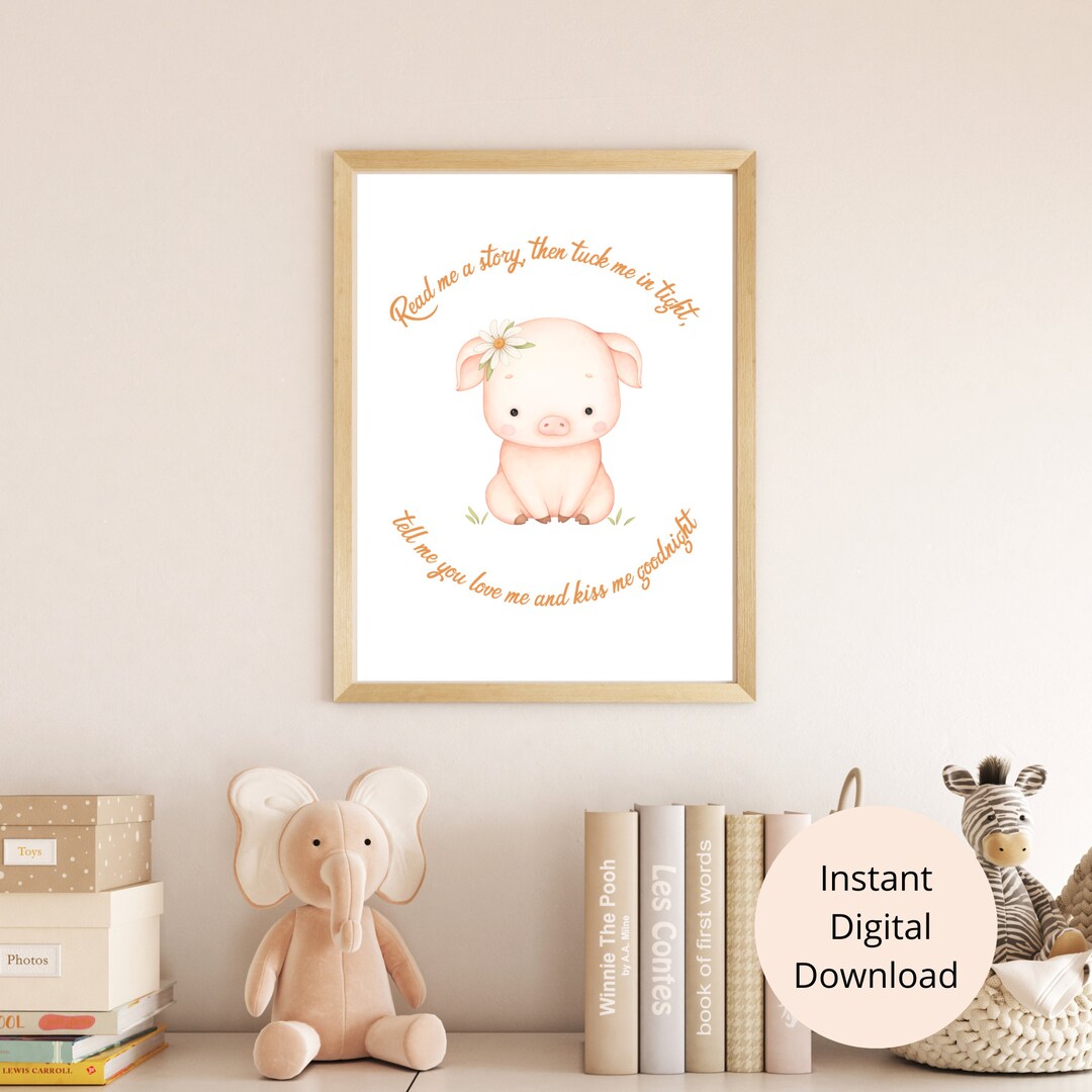 Adorably Cute Pig With Orange Night Time Prayer Design Nursery ...