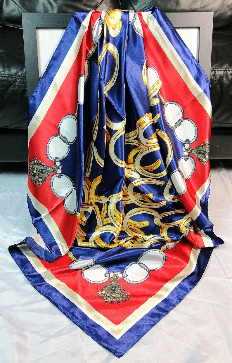 Blue and Red 90x90cm Ladies Dress up Silk Accessories Scarf, Head Silk ...