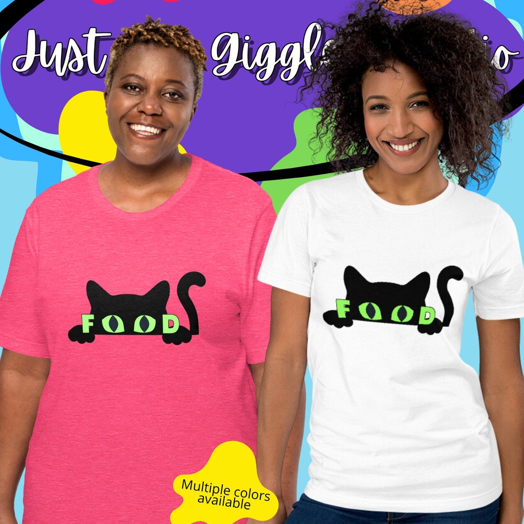 Cute Cat T-shirt,cat Telling You "food" With Eyes,cat Person Shirt ...