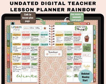Customizable Boho Rainbow Digital Teacher Planner Undated - Etsy