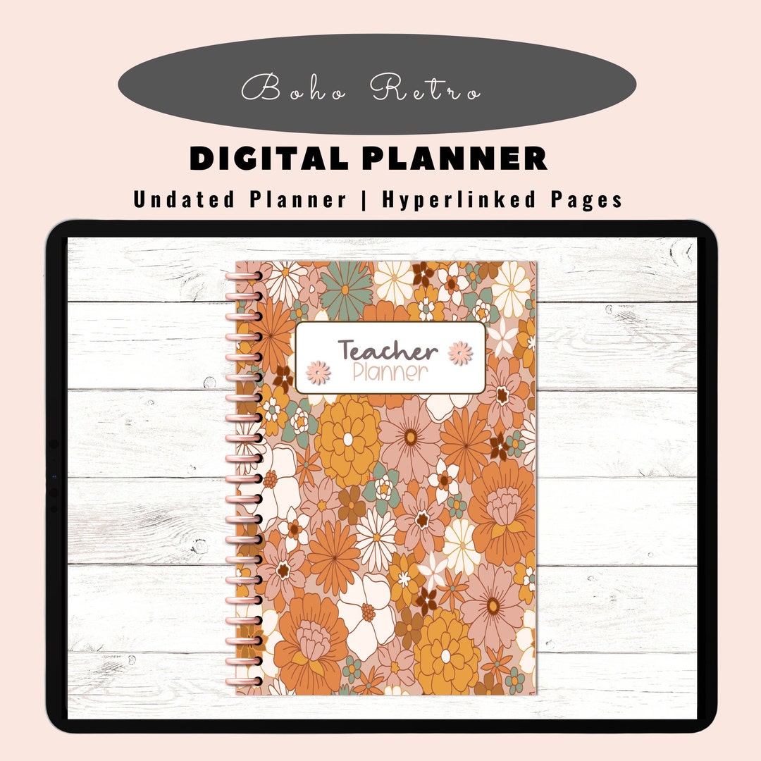 Undated Digital Teacher Planner Retro - Etsy