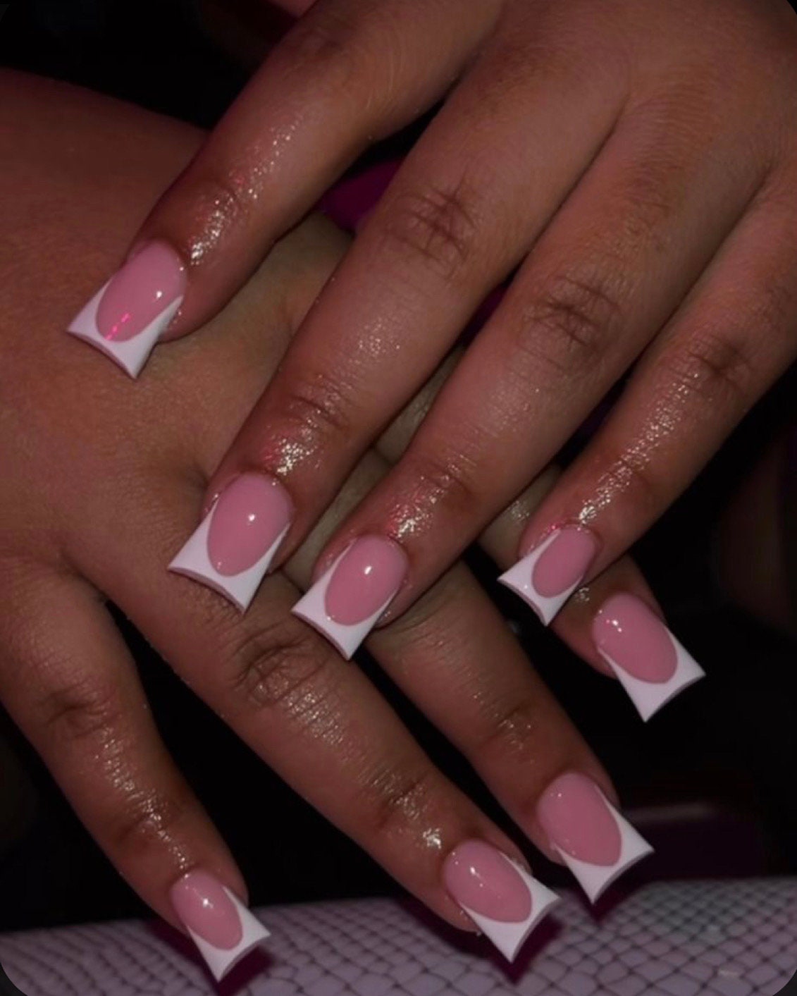 Pink And White Duck Feet Nails