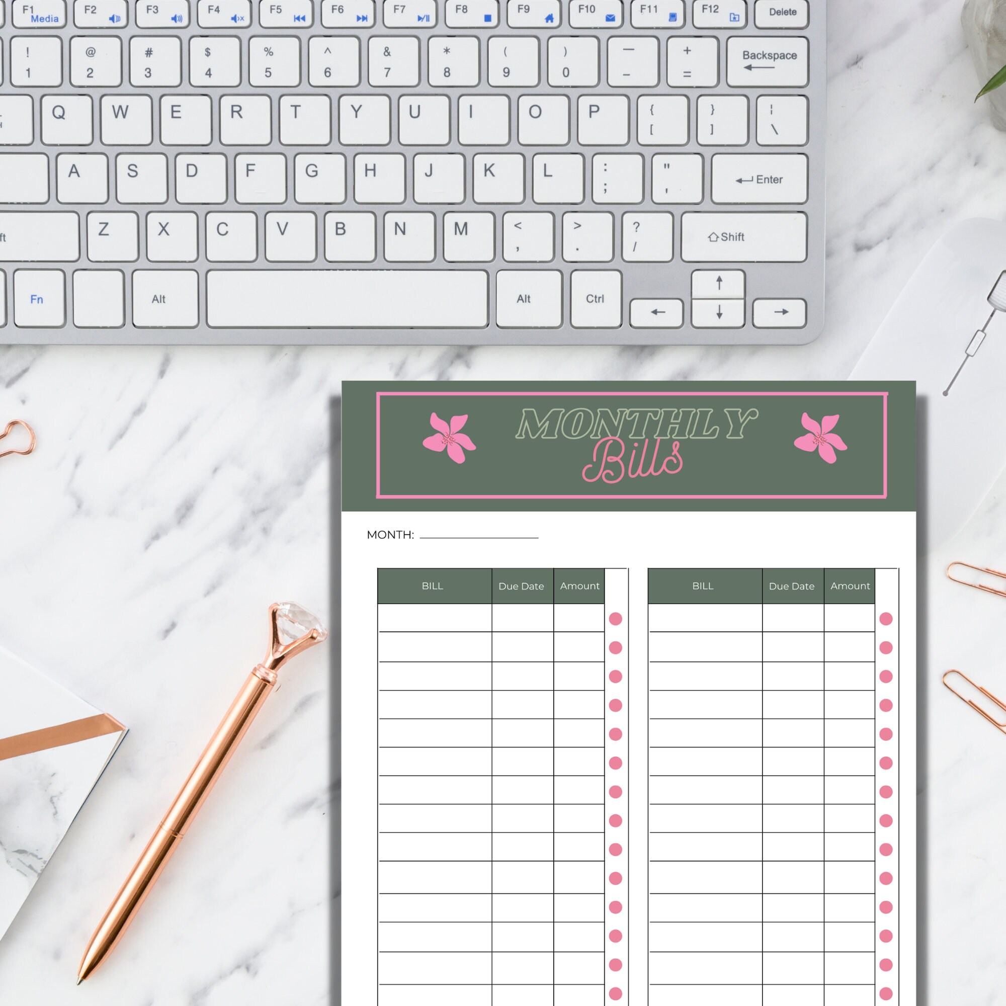 Monthly Bill Tracker | Digital Bill Tracker | Bill Organizer Printable ...