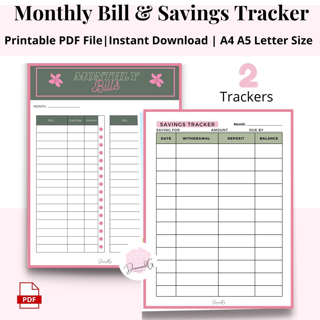 Monthly Bill Tracker | Digital Bill Tracker | Bill Organizer Printable ...