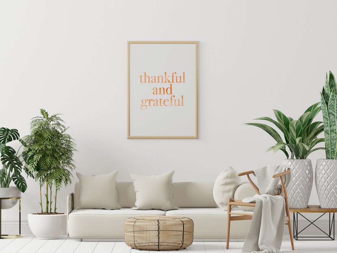 Thankful and Grateful Print | Thanksgiving Wall Art | Thanksgiving ...