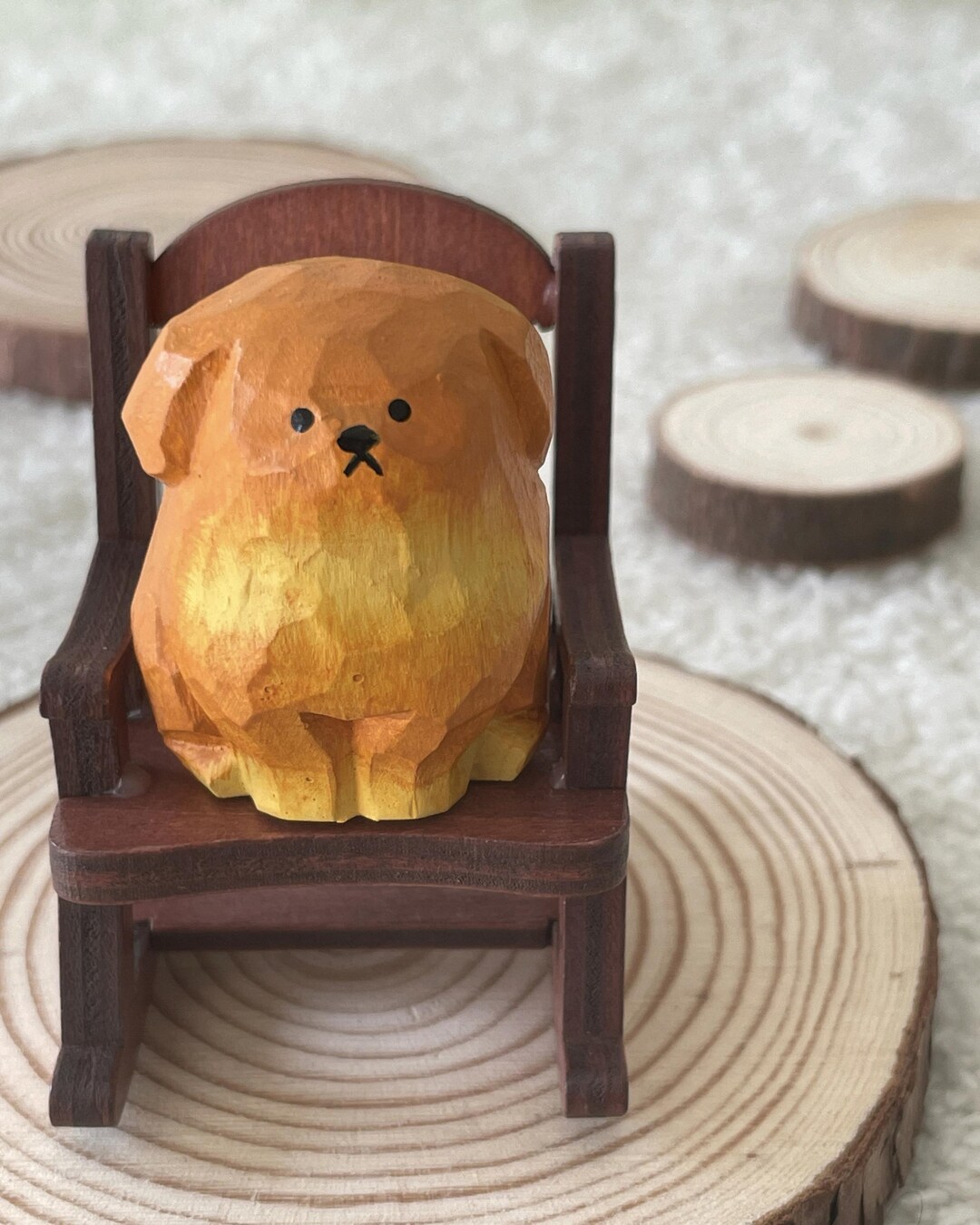 Handcrafted Wooden Dog Sculpture, Unique Handmade Dog Figurine, Kids ...