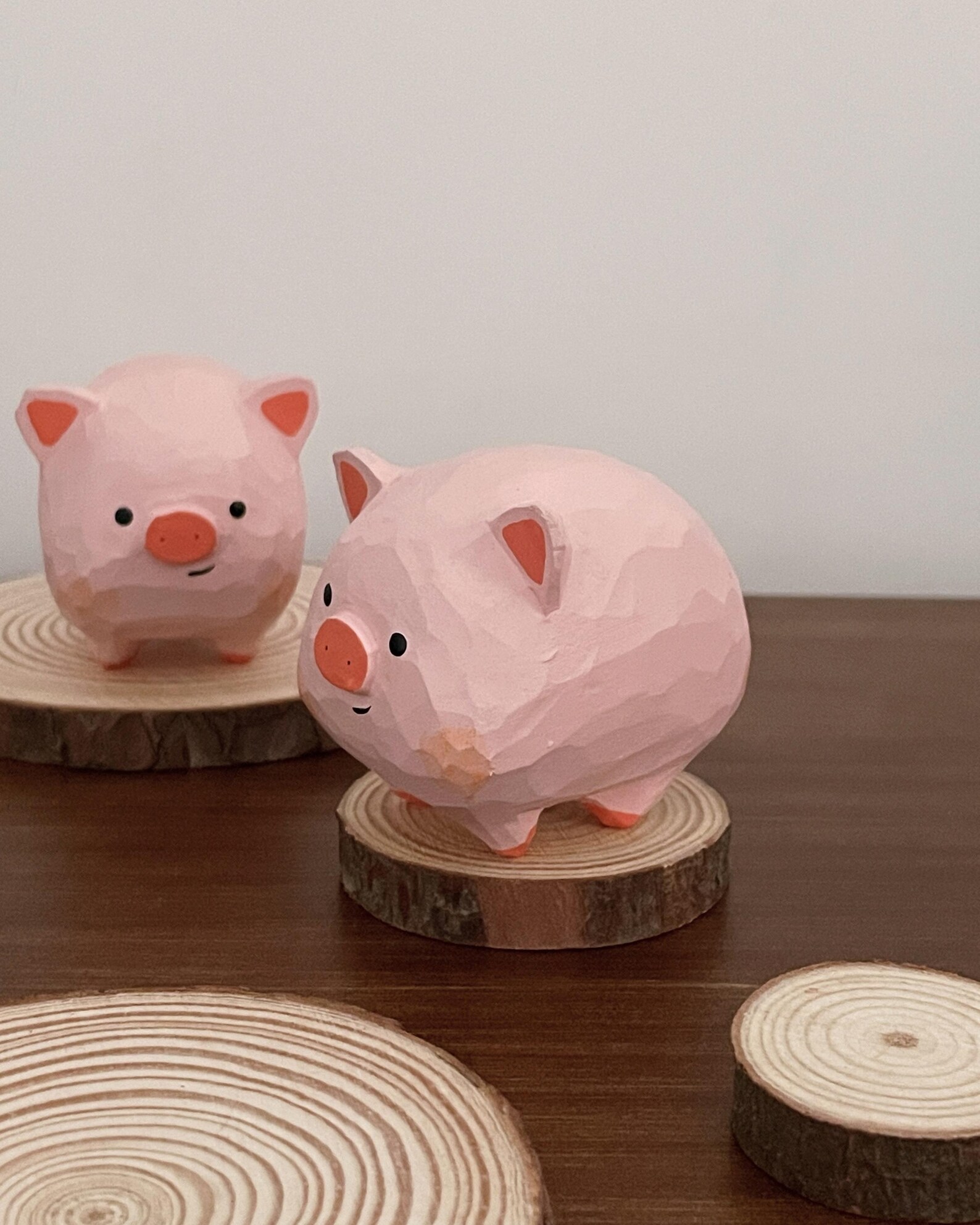 Handcrafted Wooden Pig Figurine, Unique Home Decor Ornament, Decorative ...