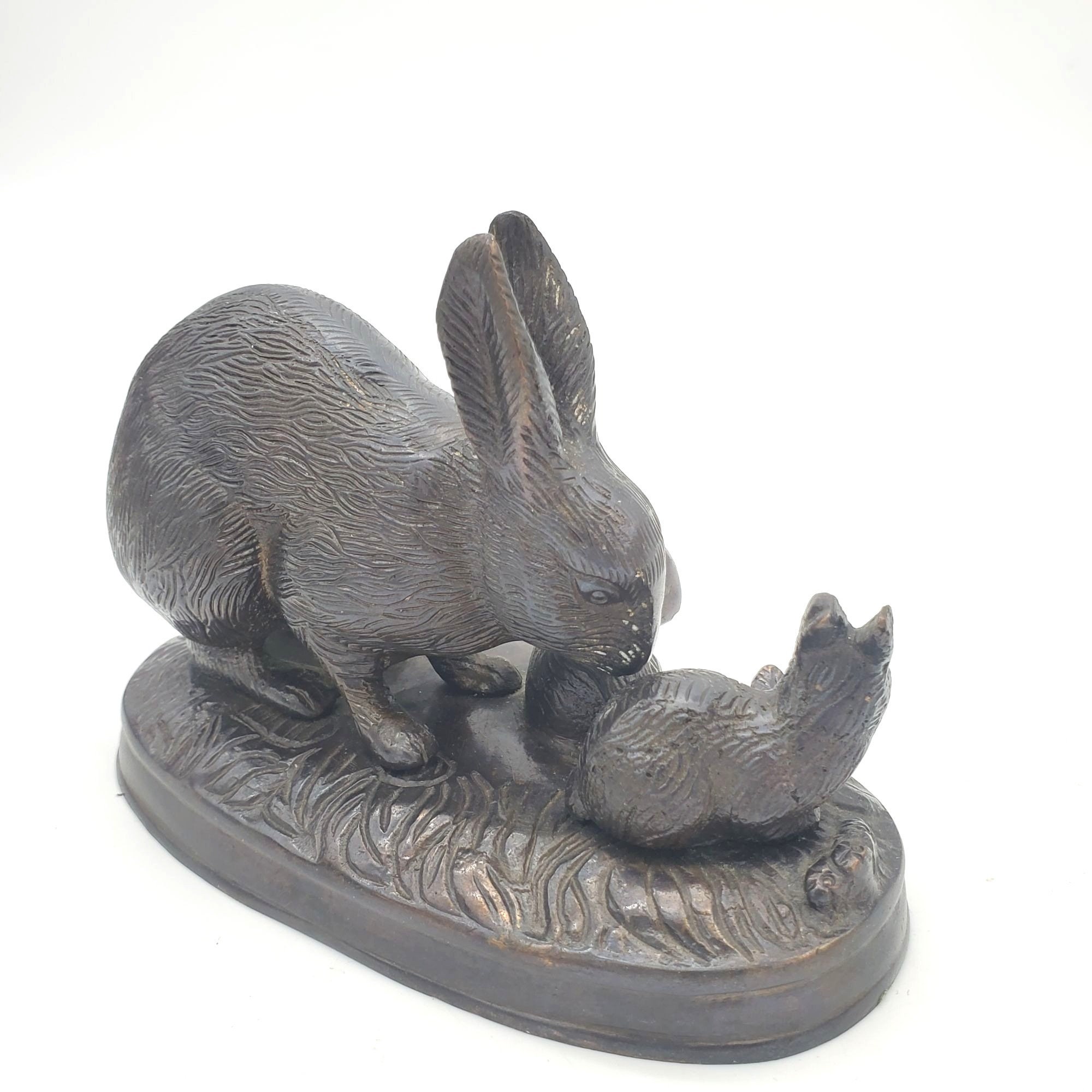 Vintage Bronze Rabbit and Babies Statue Bunny French Country - Etsy