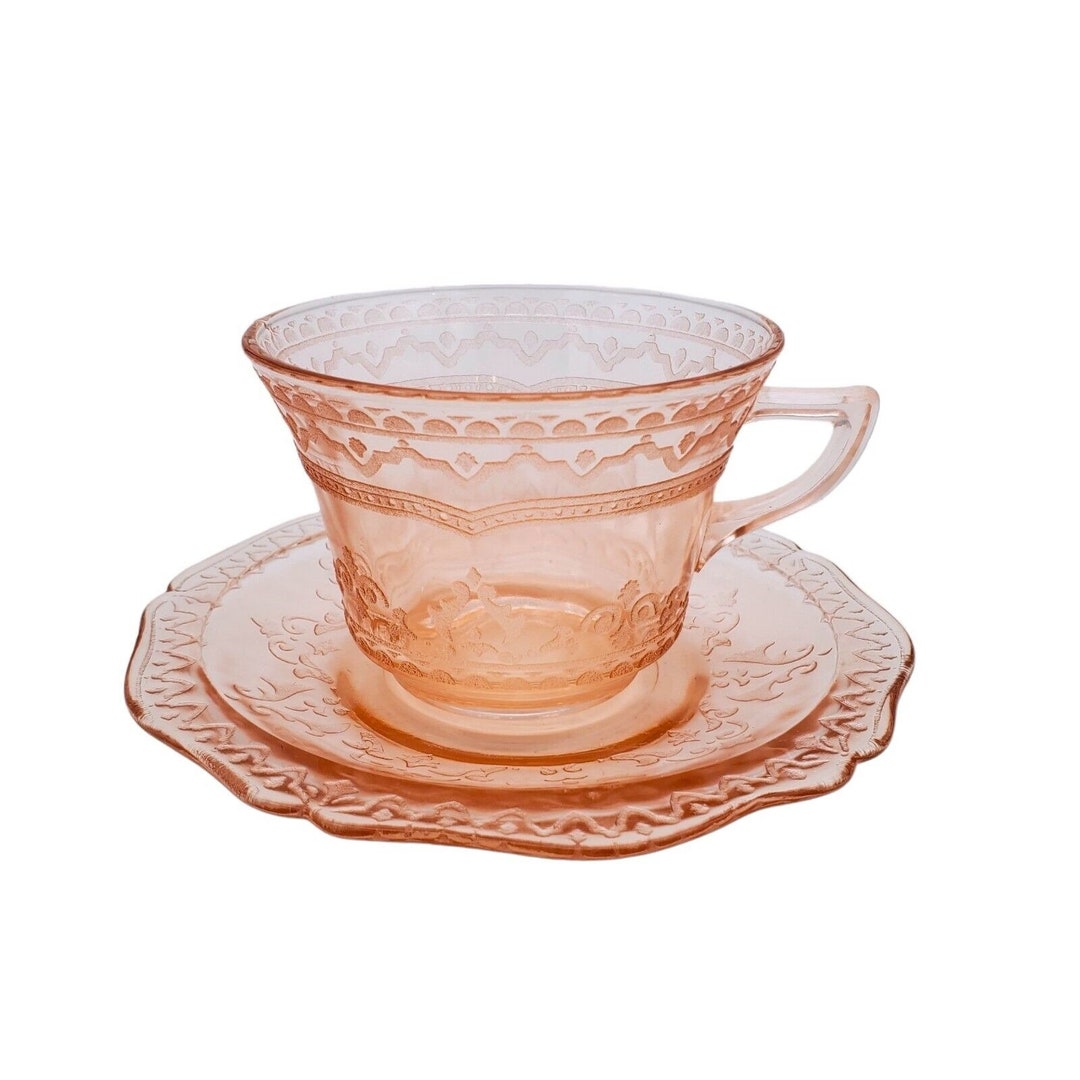FEDERAL PATRICIAN Pink Depression Glass Saucers, Replacement Teacup ...