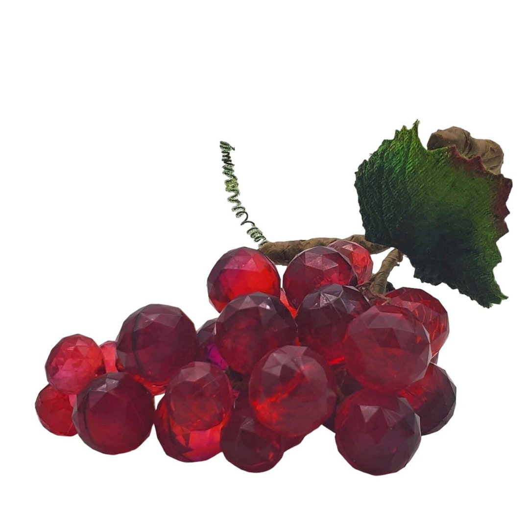 Vintage Lucite Faceted Ruby Red Grapes Cluster Mid-century - Etsy