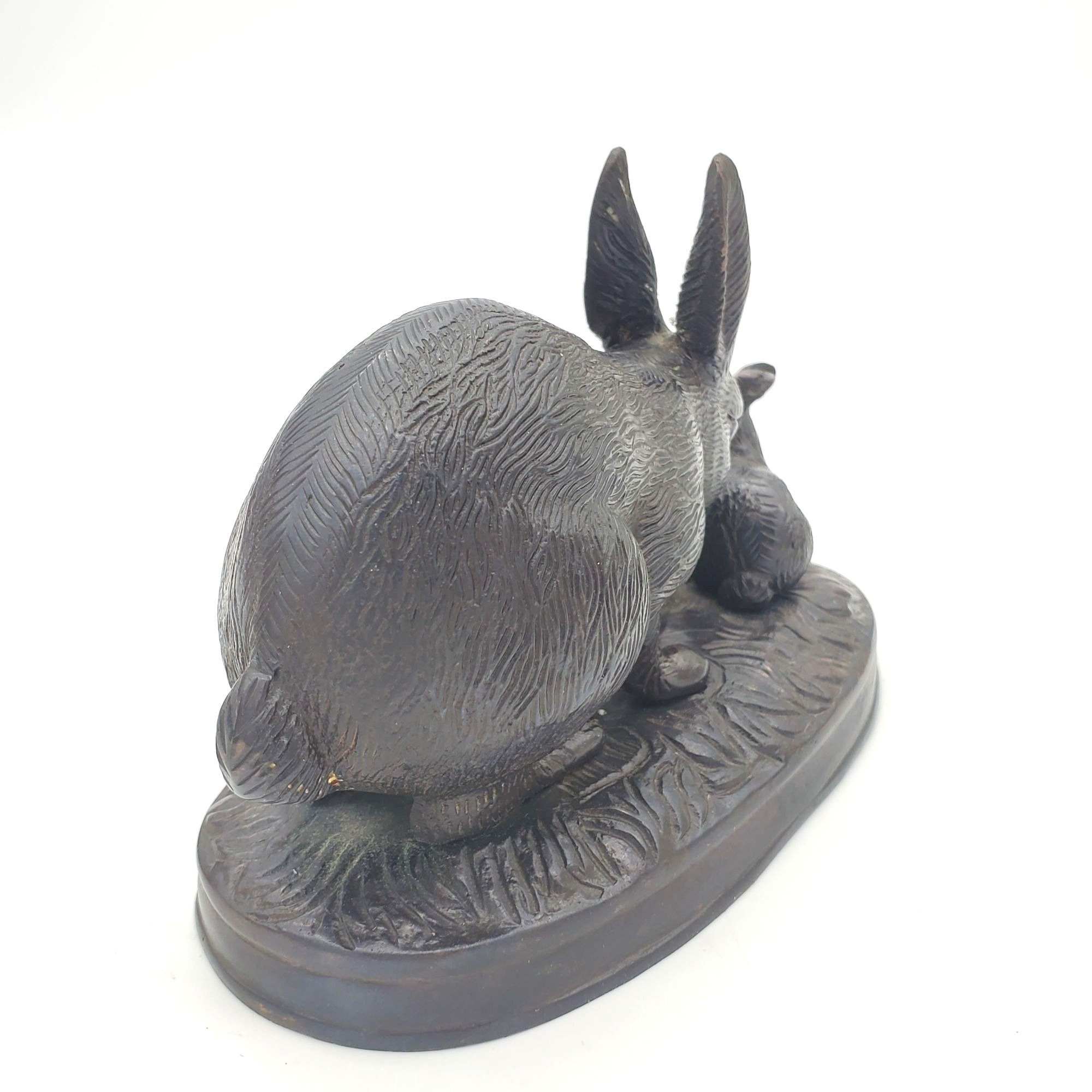Vintage Bronze Rabbit and Babies Statue Bunny French Country - Etsy