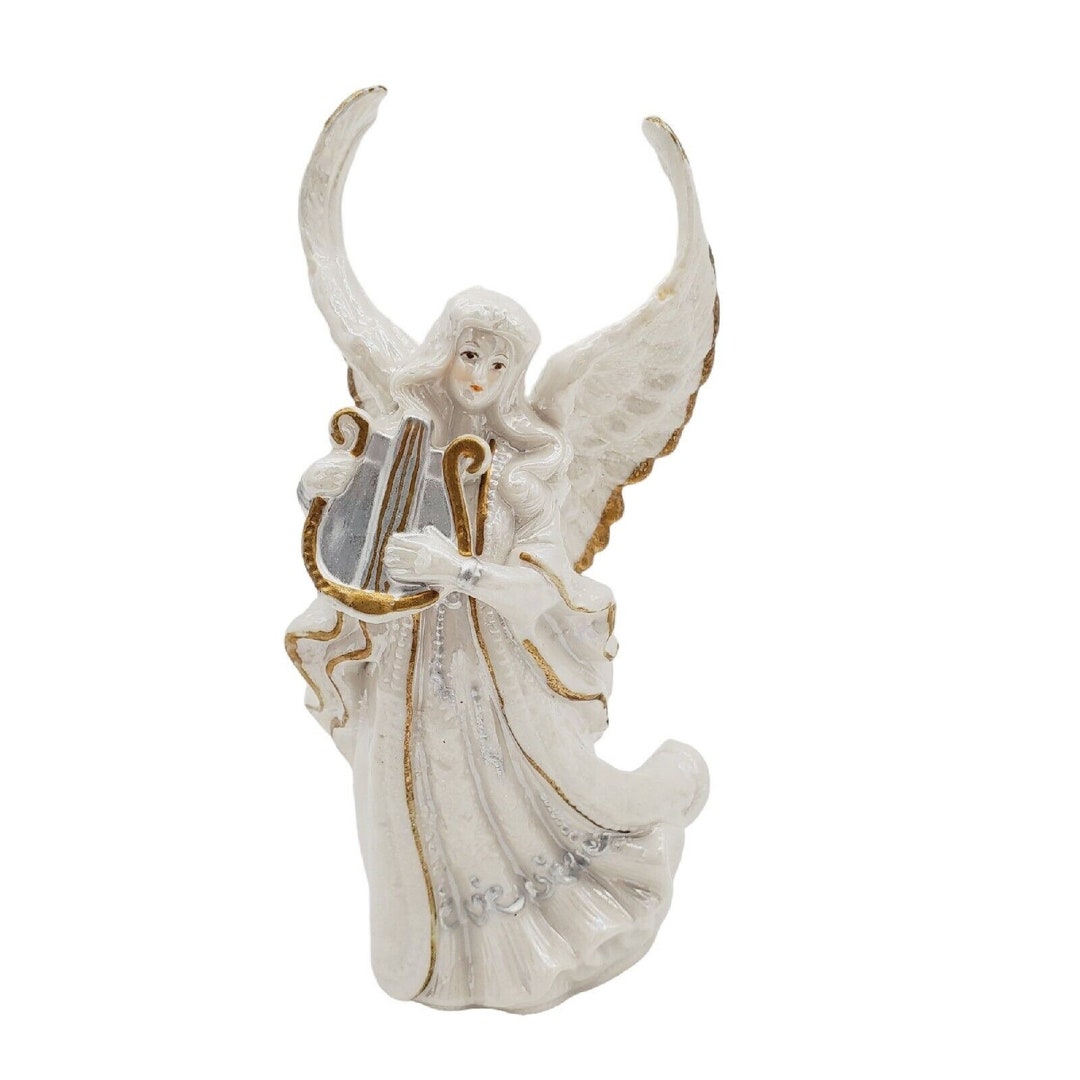 Porcelain Christmas Angel Porcelain Figurine With Pearl Finish ...