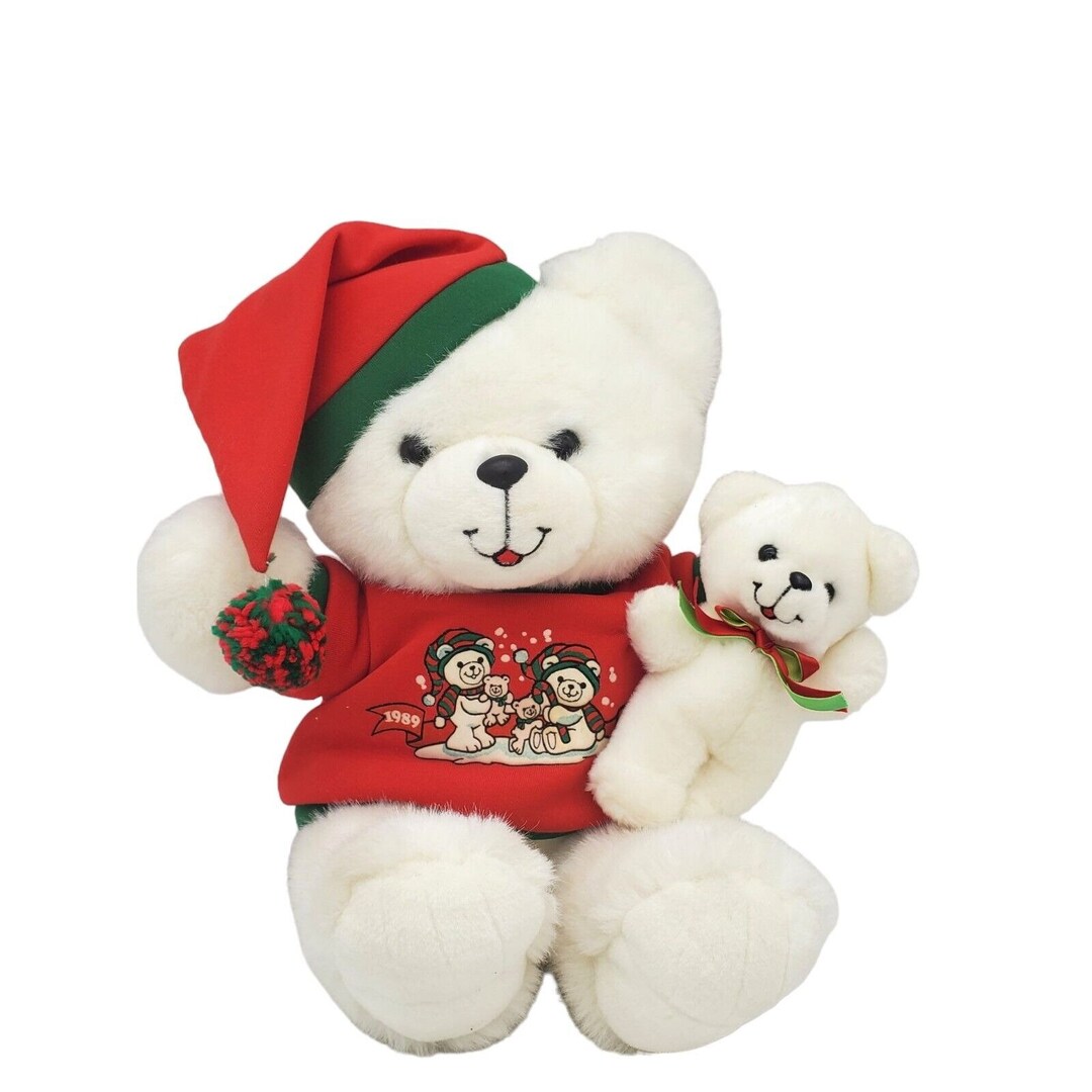 Vintage 1989 TB Trading White Bear & Baby Plush - 18" Stuffed Animal ...