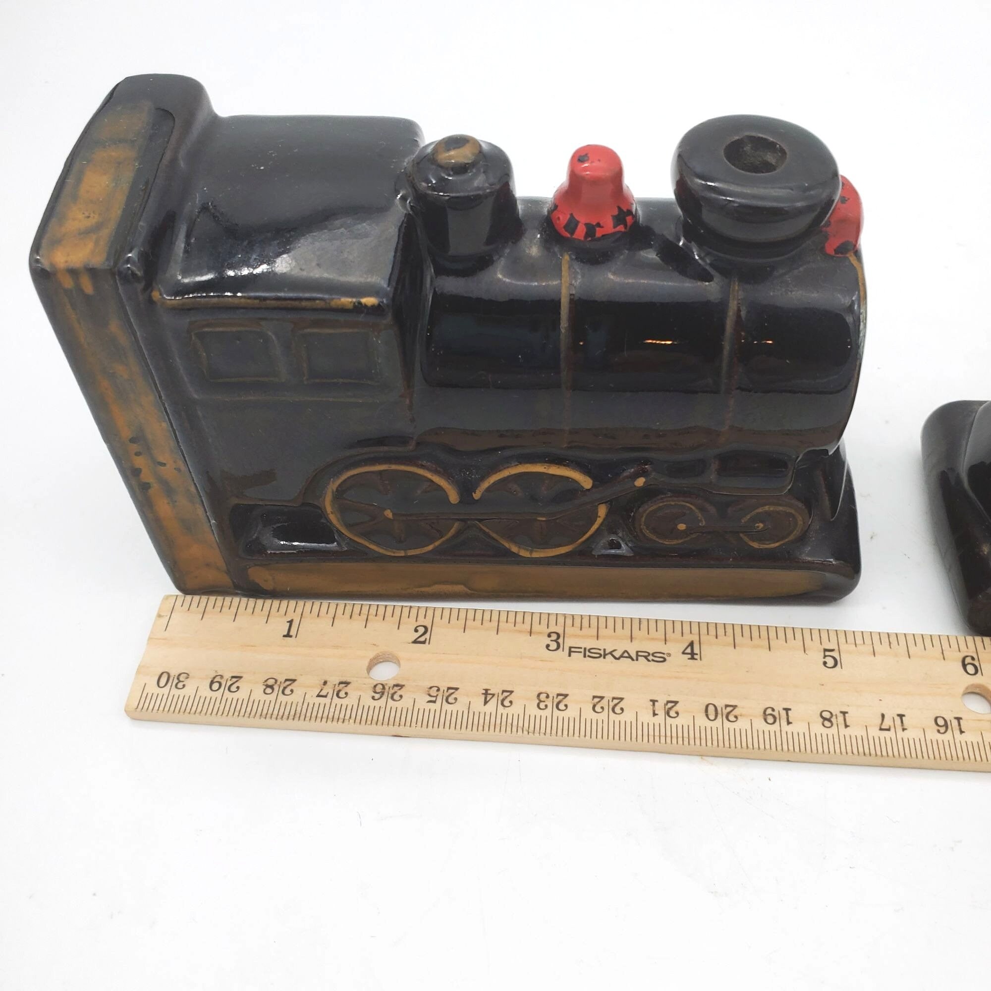 Train Locomotive Bookends Set Redware Japan Hand Decorated VTG - Etsy