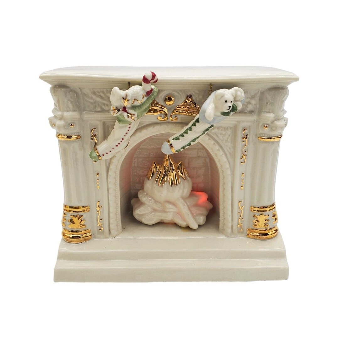 Lenox Fireplace Collection LED Light Display Clock, Porcelain #826987 ...