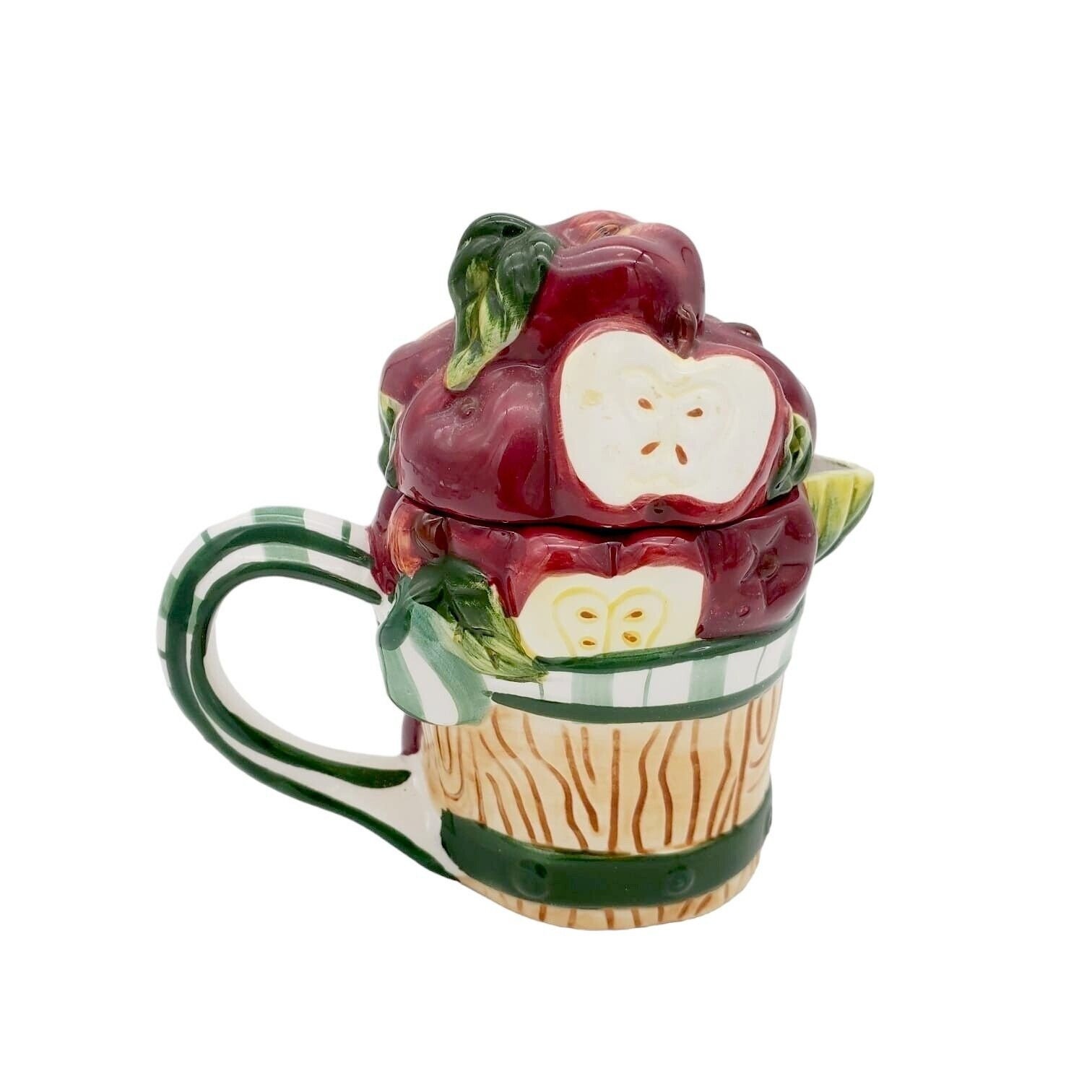 1999 Young's Exclusive Rustic Apple Baskets Ceramic Teapot Country ...