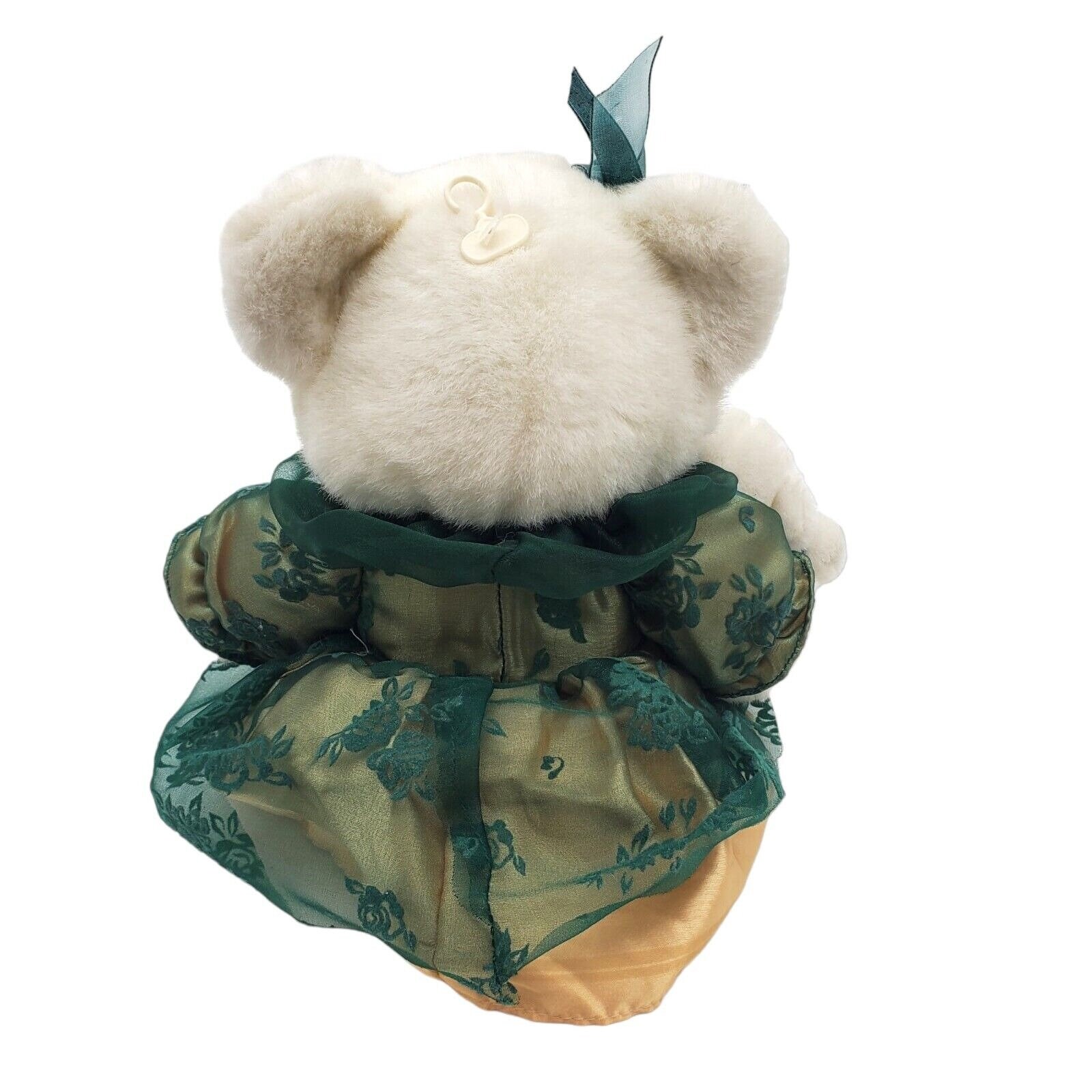MTY International Vintage White Teddy Bear - Mama & Baby Plush in Green ...