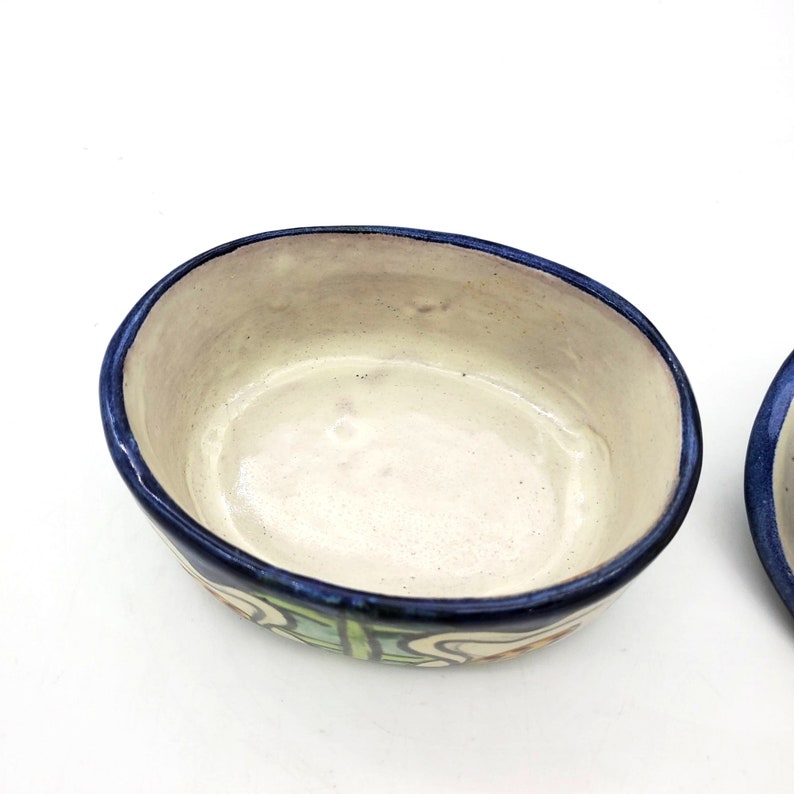 Talavera Mexican Calla Lily Small Oval Dish 5" Blue Lid Trinket Salsa ...