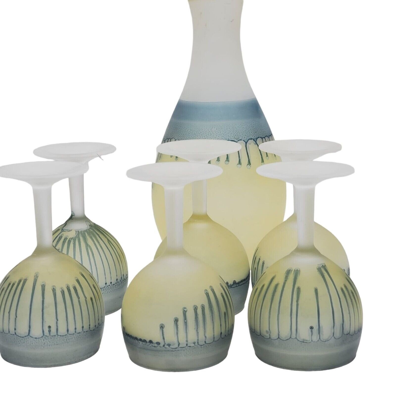 Mid Century Modern French Drip Glass Carafe Decanter & 6x - Etsy