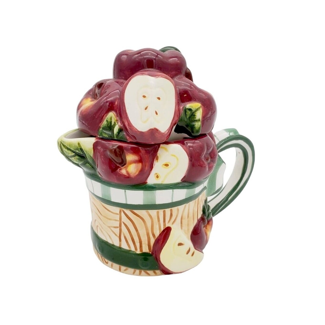 1999 Young's Exclusive Rustic Apple Baskets Ceramic Teapot - Country ...