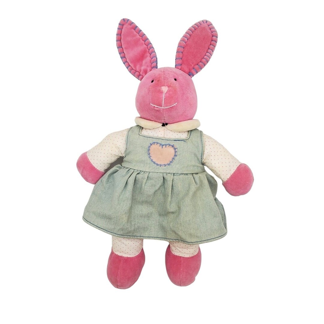1995 Manhattan Toy Pink Bunny Plush Polka Dot Heart Denim - Etsy