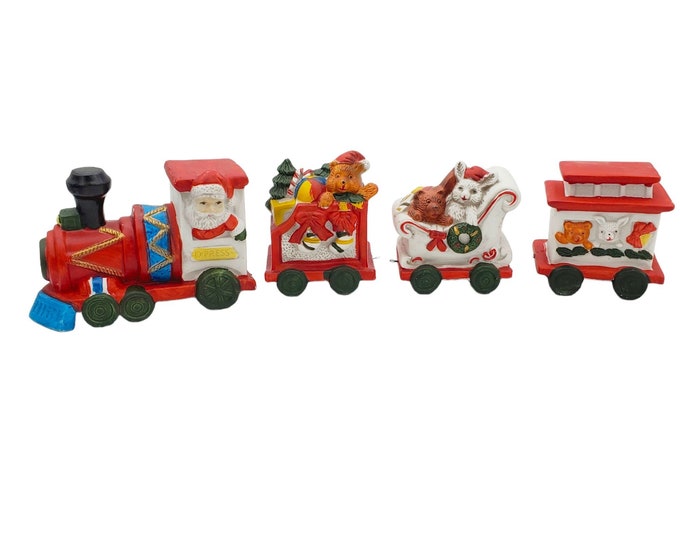 VTG Christmas Train Ceramic Holiday Decor Porcelain Locomotive Santa ...