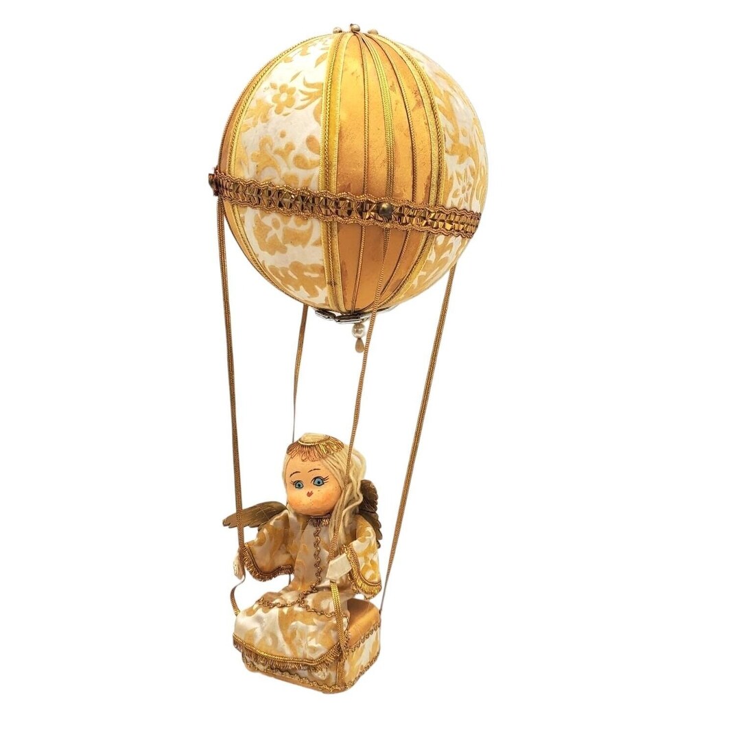 Vintage Sankyo Japan Gold Angel in Hot Air Balloon Music Box - Classic ...
