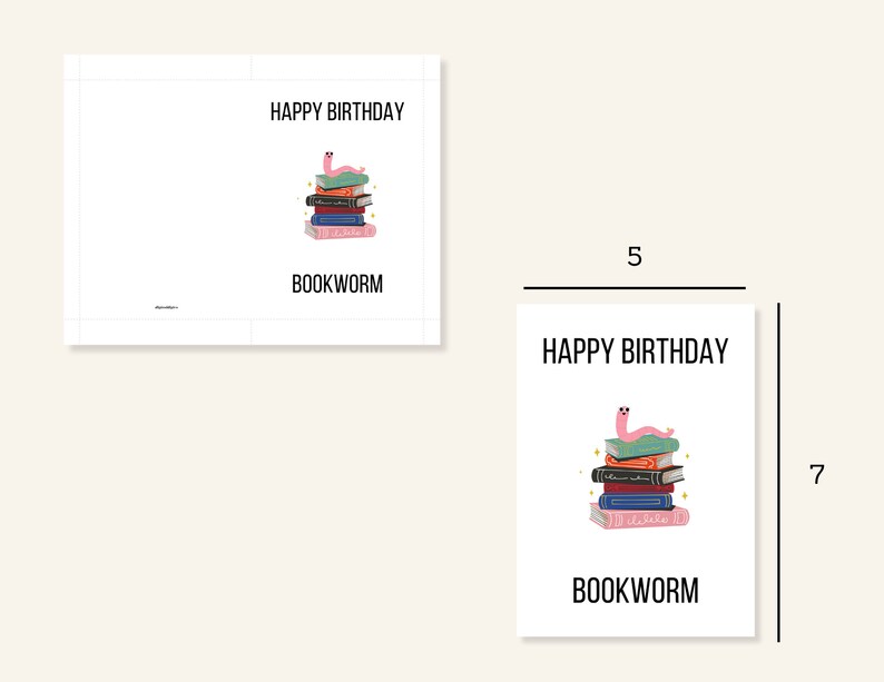 Bookworm Birthday Card Printable Greeting Card Book Lover - Etsy