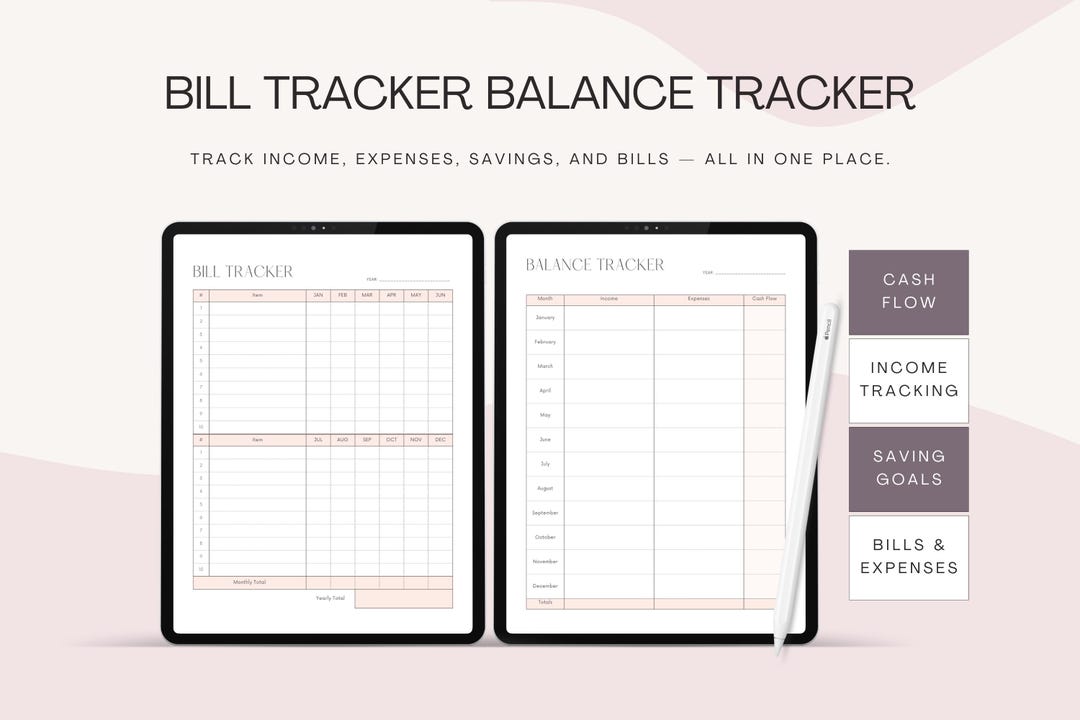 Balance Tracker + Bill Payment + Monthly Budget Planner | Printable ...