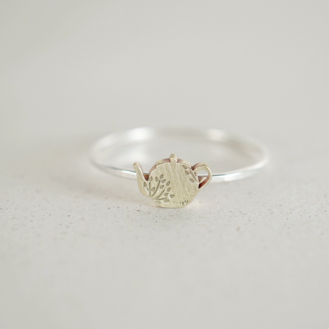 Teapot Ring, Gold and Silver Rings, Stockable Silver Ring, Pretty ...