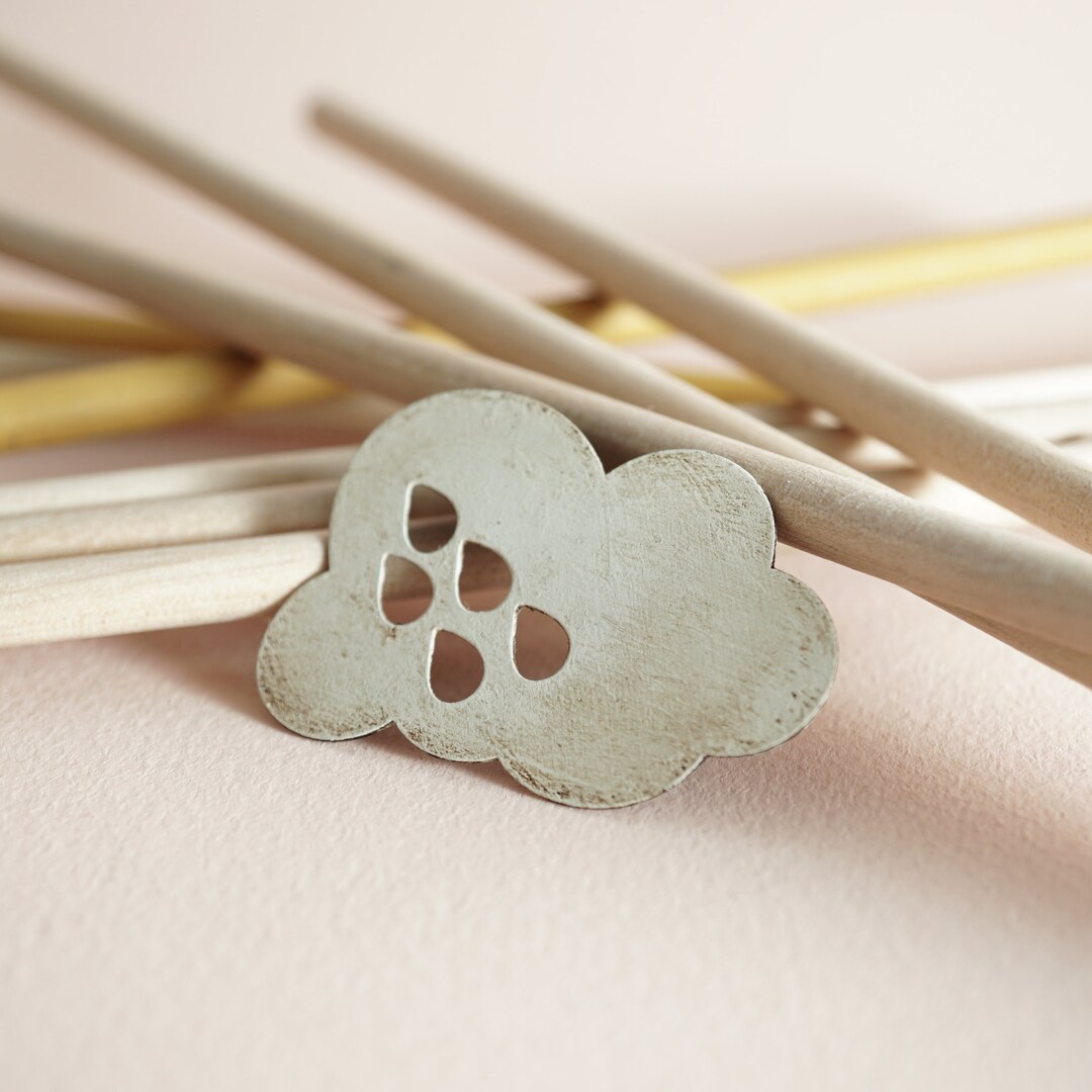Light Blue Cloud Brooch, Painted Brass Accessory, Customizable Jewelry ...