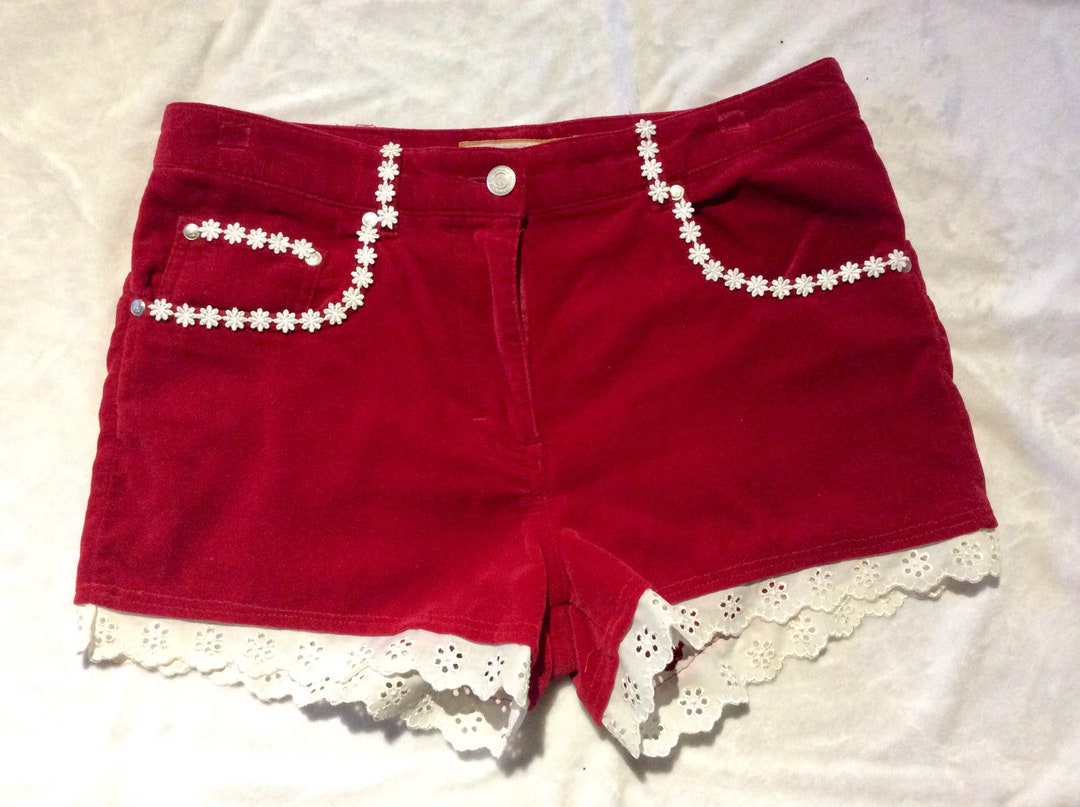 Cherry Red Velvet Shorts - Etsy