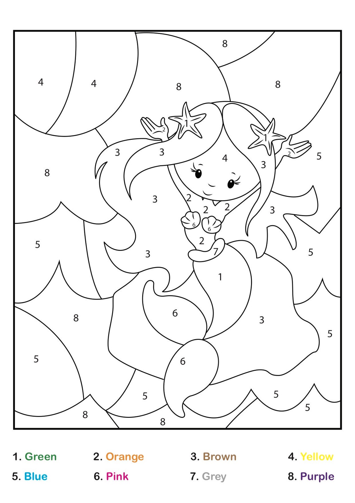 Children's Color by Number Printable PDF Printable Coloring Pages ...