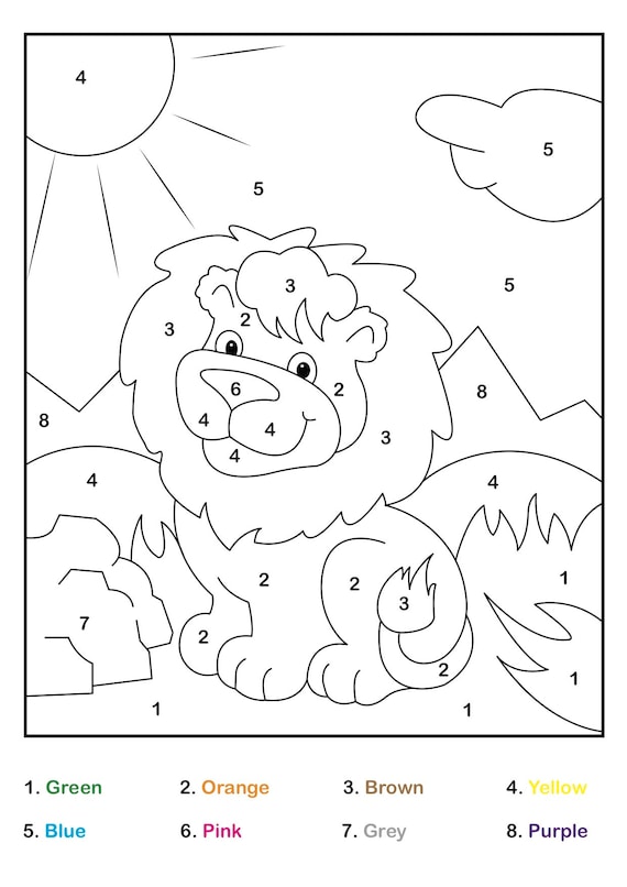 Children's Color by Number Printable PDF Printable - Etsy