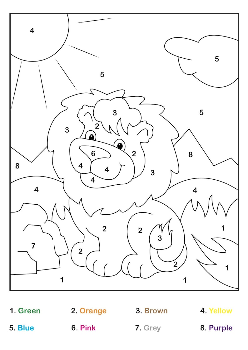 Children's Color by Number Printable PDF Printable Coloring Pages ...