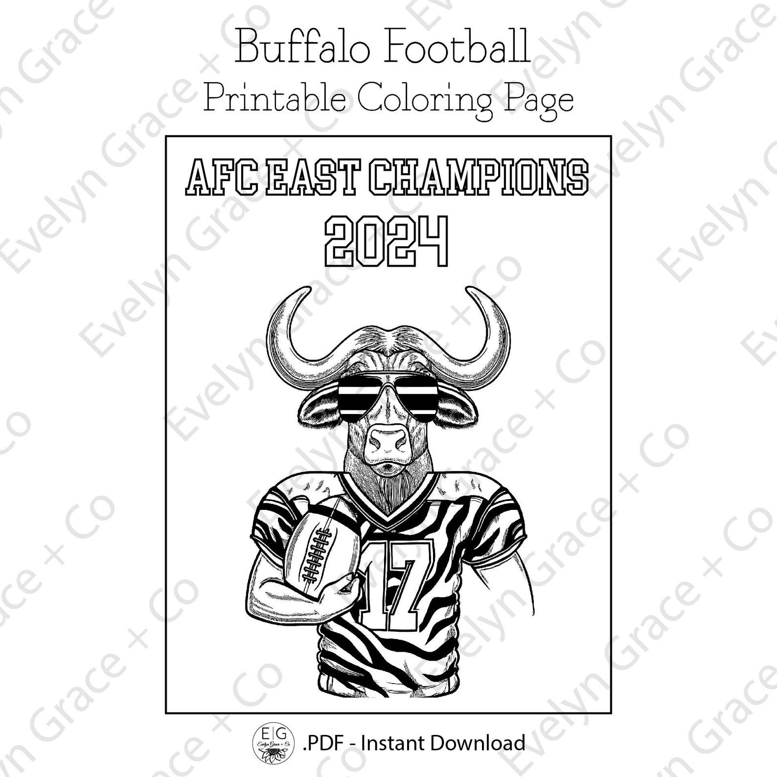 Buffalo Football Printable Coloring Page - Quarterback Number 17 AFC ...