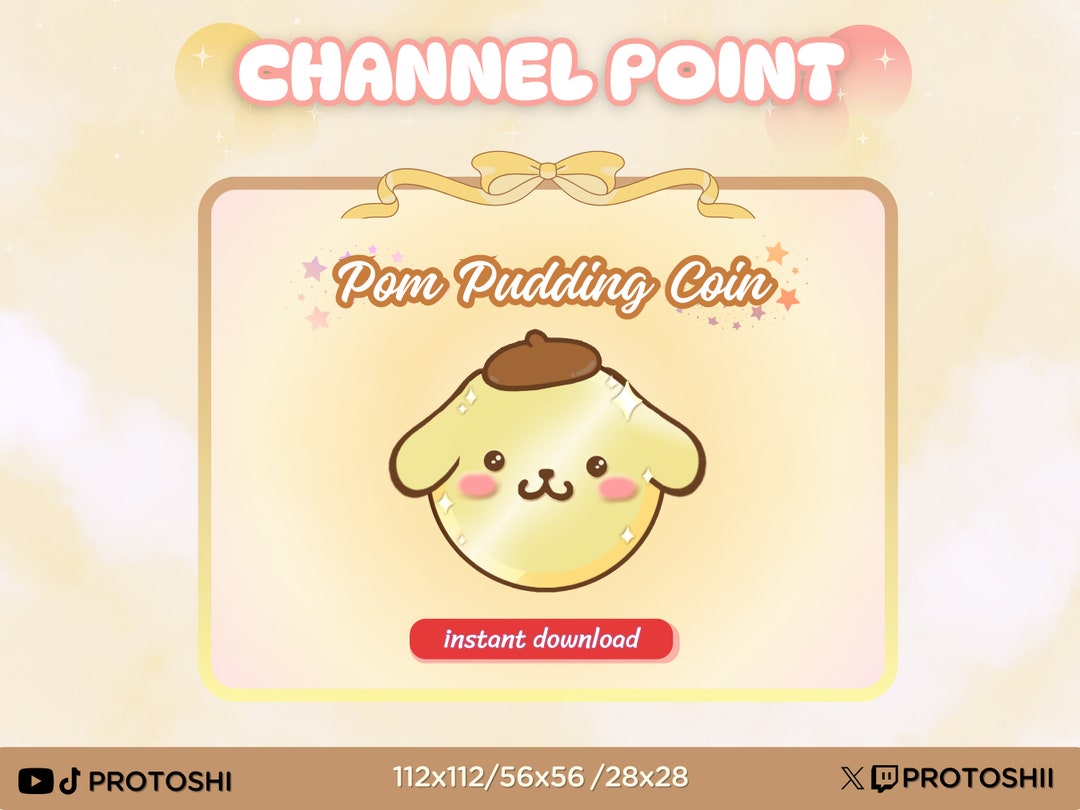 Channel Point Pom Pudding Plush Coin | Aesthetic Sparkle Cute Dessert ...