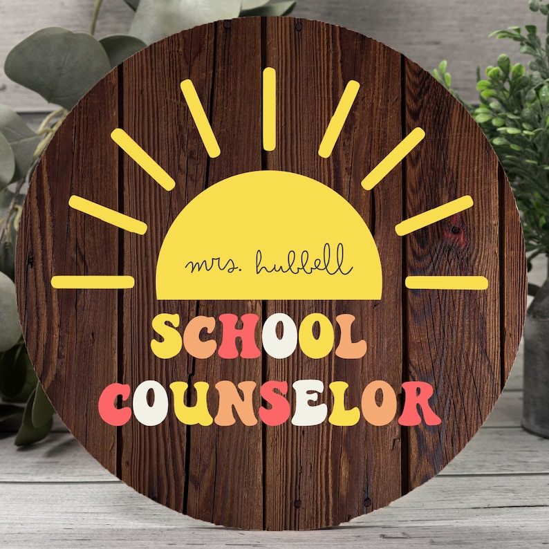 School Counselor Wooden Sign Sunshine Wooden Door Hanger - Etsy